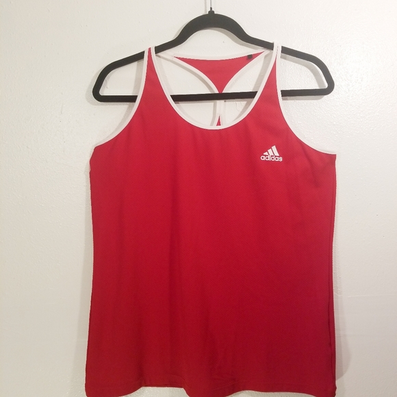 adidas | Tops | Adidas Red Razorback Athletic Tank With White Trim ...